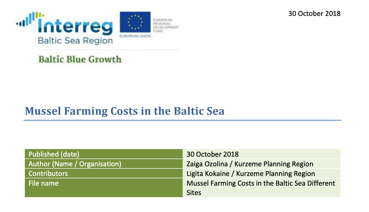 Baltic Blue Growth - Mussel Farming Costs in the Baltic Sea ...