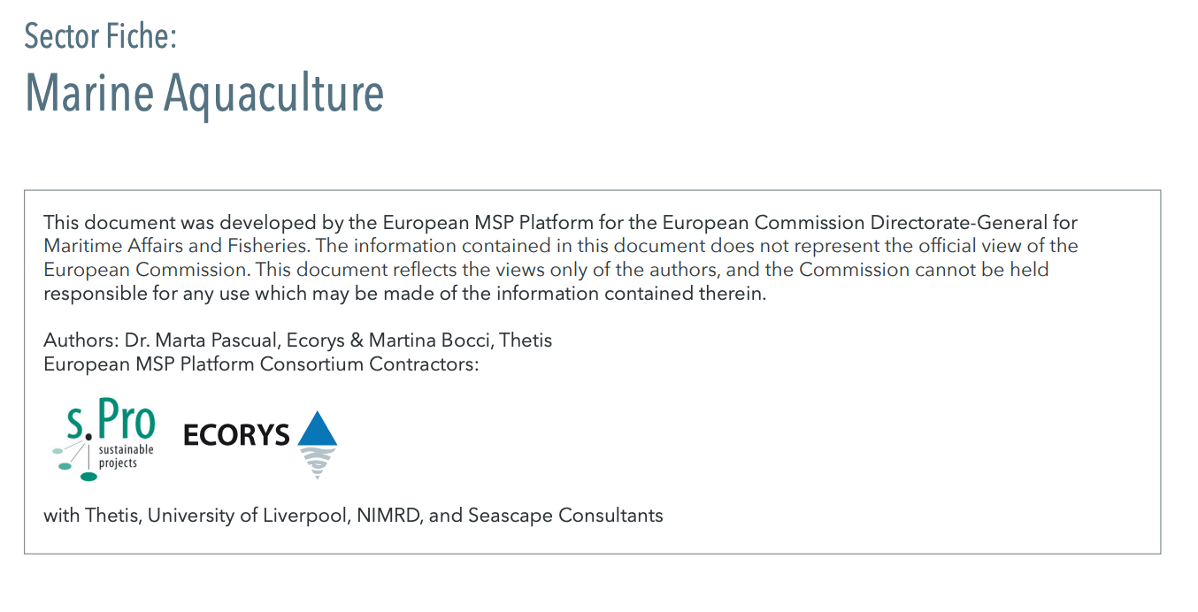 Sector Fiche: Marine Aquaculture | Submariner Network for Blue Growth